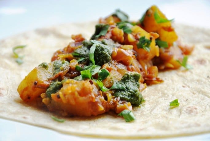 Aloo Masala Kati Roll | Sautéed Spicy Potatoes wrapped in a Roti (vegan ...