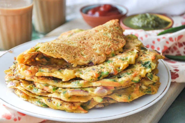 Zucchini Carrot Besan Puda (Besan Chilla) - Honey, Whats Cooking
