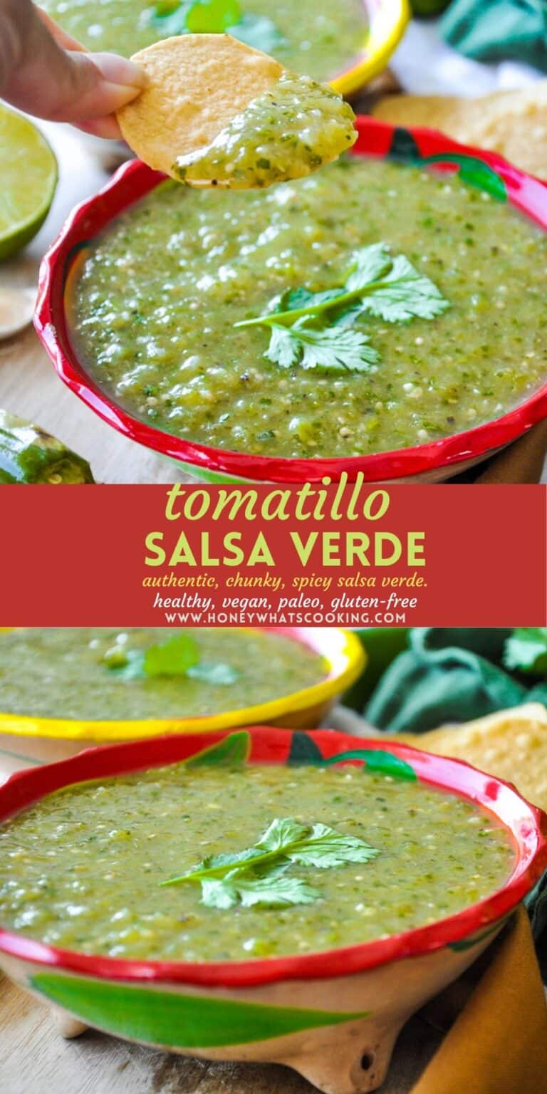 Tomatillo Salsa Verde (healthy, paleo, vegan, GF) - Honey, Whats Cooking