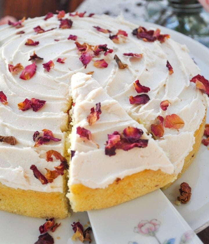 Rose Water Cake with Almonds & Rose Buttercream - Honey, Whats Cooking