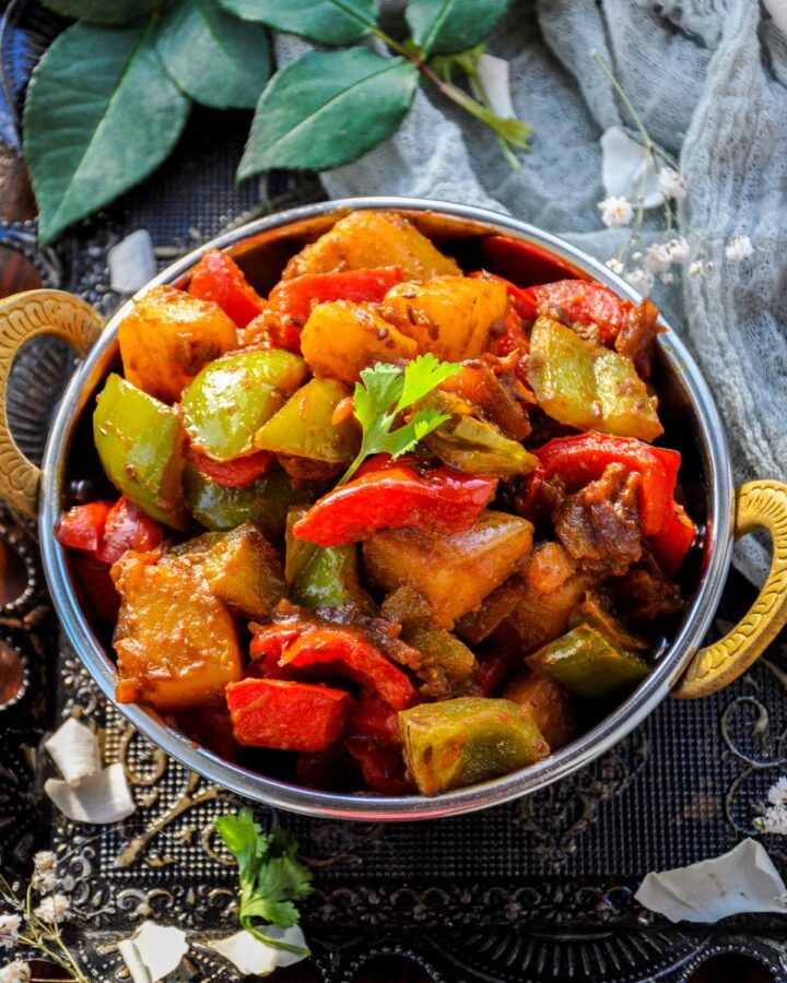 Aloo Shimla Mirch (Aloo Capsicum Sabzi) - Honey, Whats Cooking