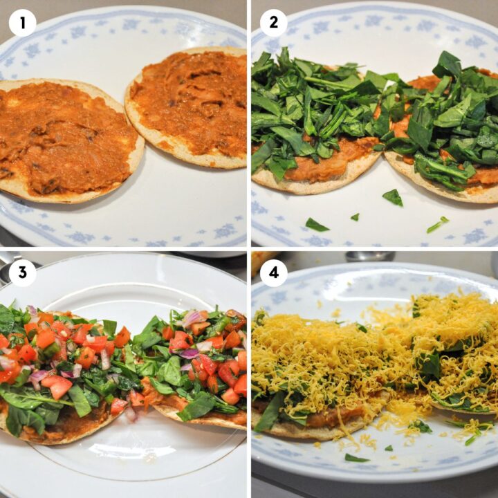 Bean and Cheese Tostadas (baked, easy) - Honey, Whats Cooking
