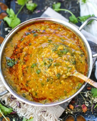 Spinach Dal Fry (Toor & Moong Dal) - Honey, Whats Cooking