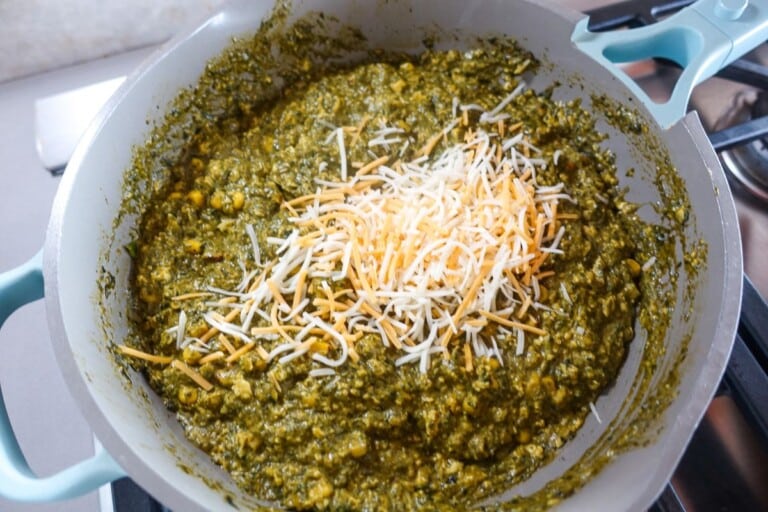Palak Paneer Dip with Corn using Trader Joe's Frozen Palak Paneer ...